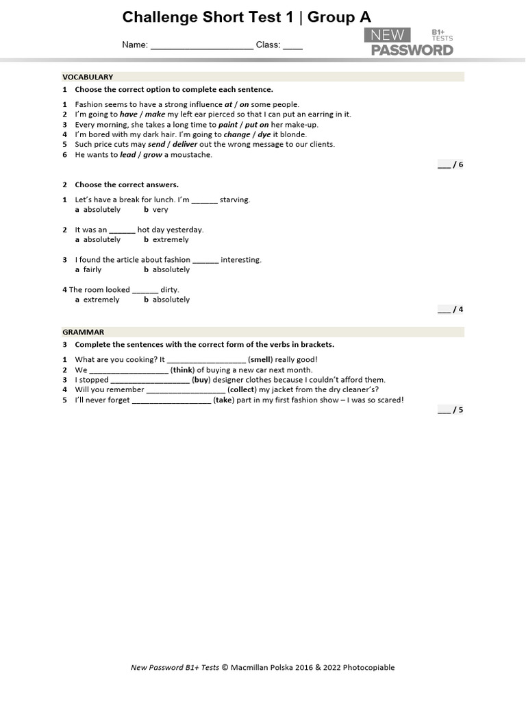 New Password B1+ CST 1A | PDF