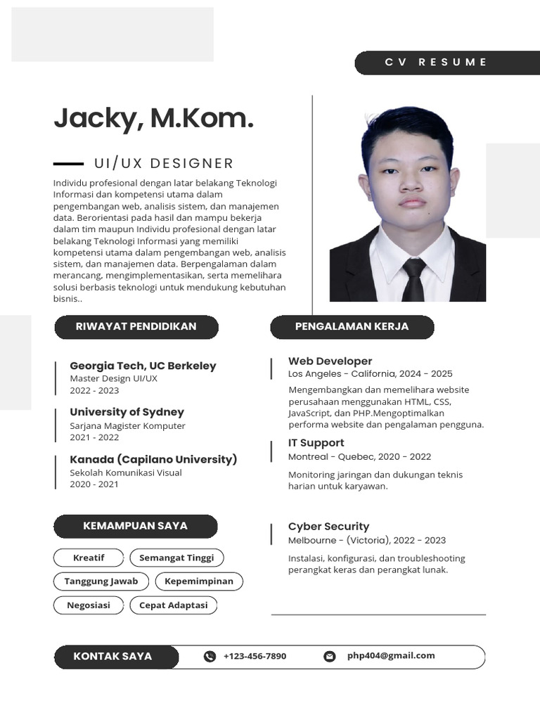 CV Resume UI UX Desainer Minimalis Hitam Putih - 20260125 - 212132 ...