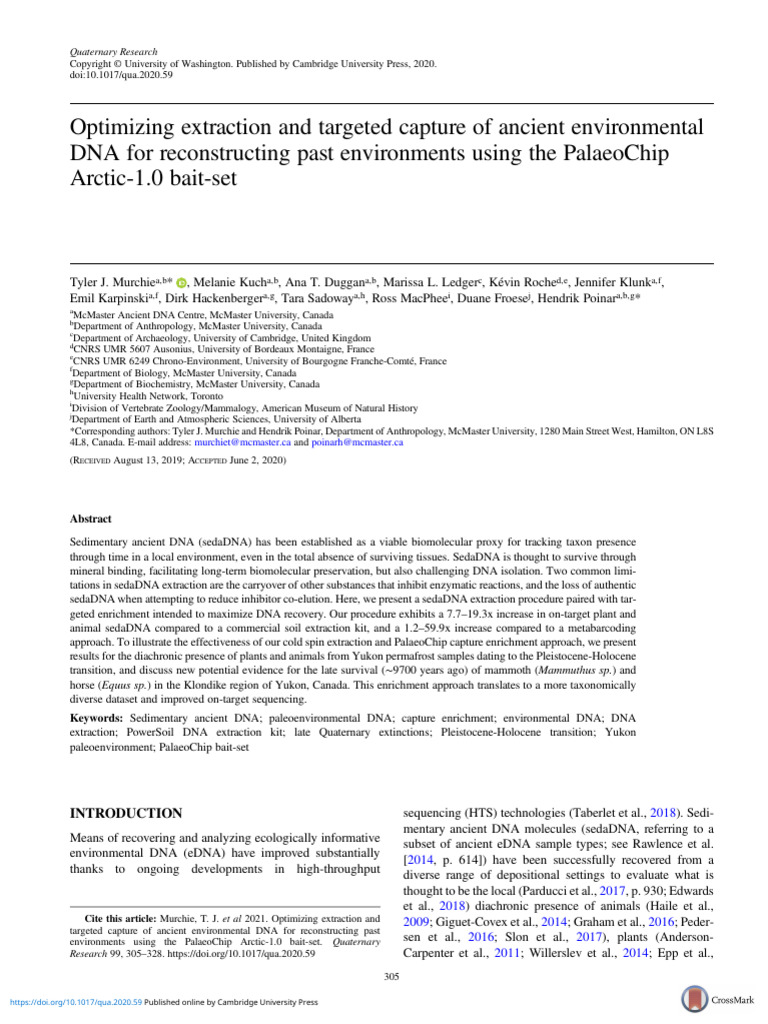 Optimizing extraction and targeted capture of ancient environmental DNA ...