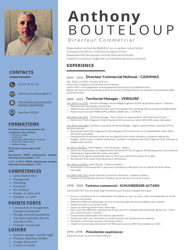 CV Anthony BOUTELOUP v2 | PDF | Business
