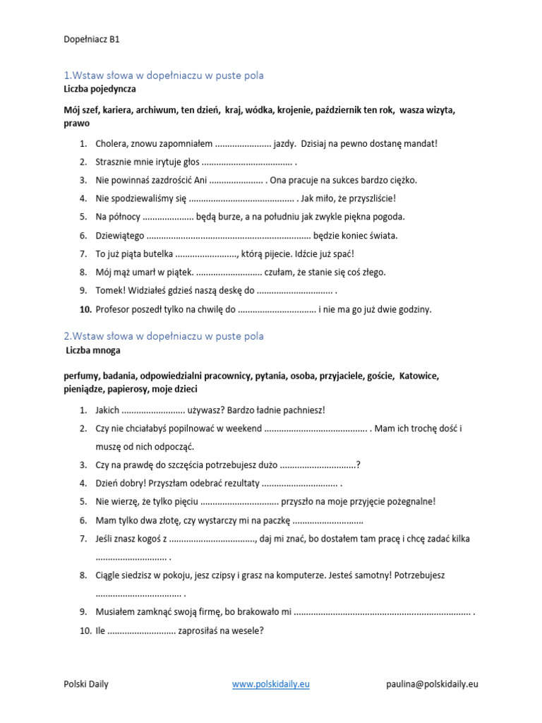 (B1) Dopełniacz | PDF