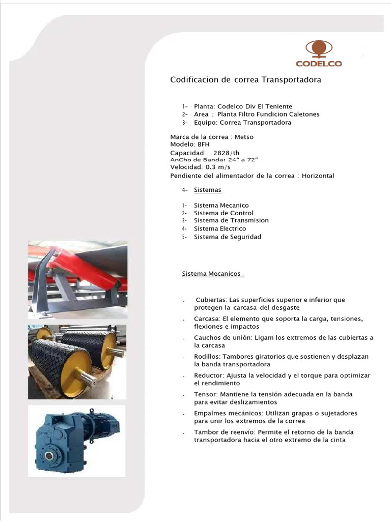 Correa Transportadora Codelco El Teniente | PDF | Ingeniería mecánica ...
