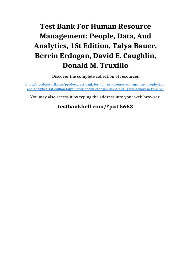 Test Bank for Human Resource Management: People, Data, and Analytics ...