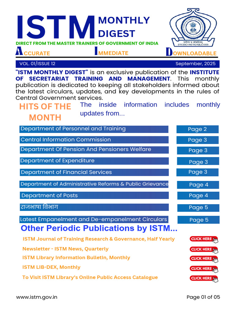 ISTM Monthly Digest September 2025 Vol 1, Issue 12 | PDF | Social Policy