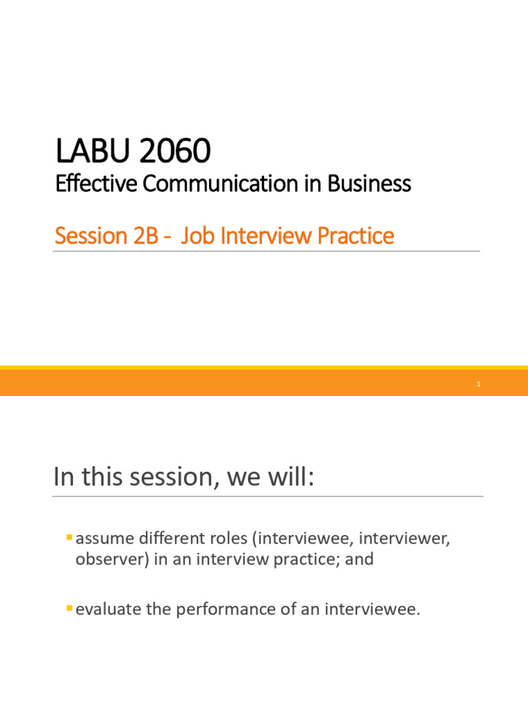 LABU2060 Lesson 2B Job Interview Practice 2024-25 | PDF | Job Interview ...
