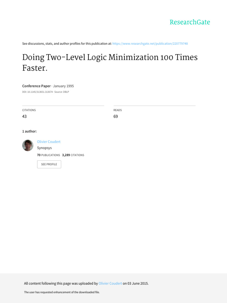 Doing Two-Level Logic Minimization 100 Times Faste | PDF | Mathematics ...