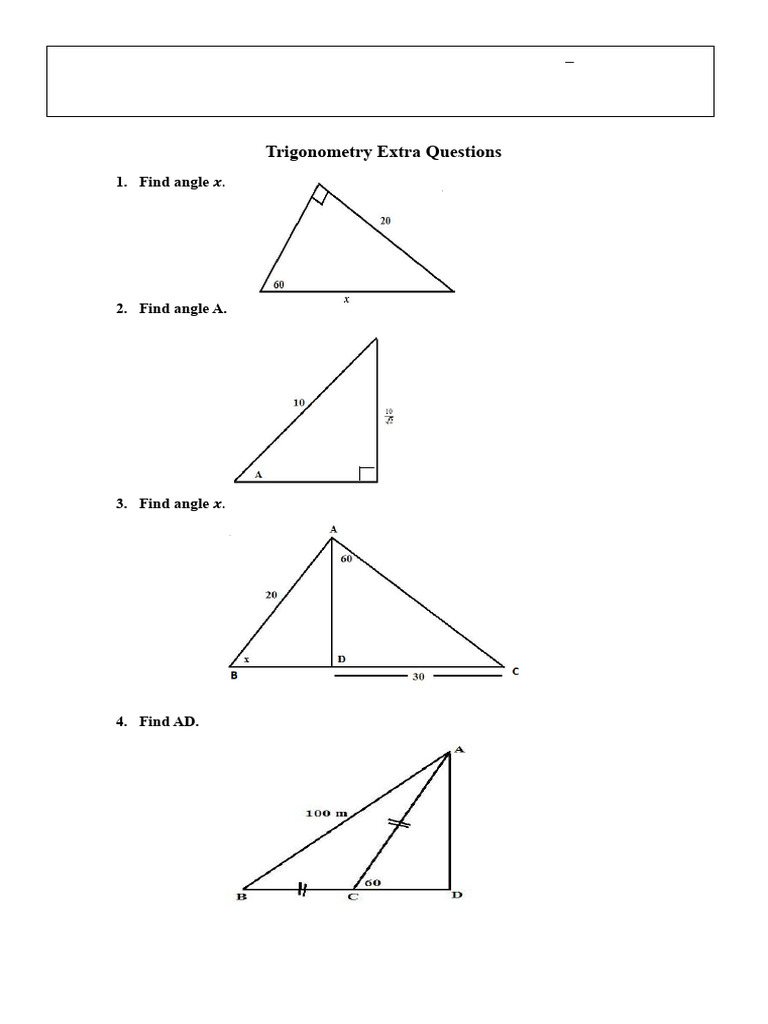 Trigonometry Extra Questions 25-26 | PDF