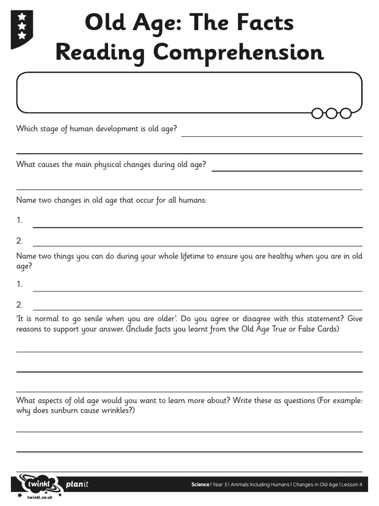 Old Age - The Facts Reading Comprehension | PDF | Cognition ...