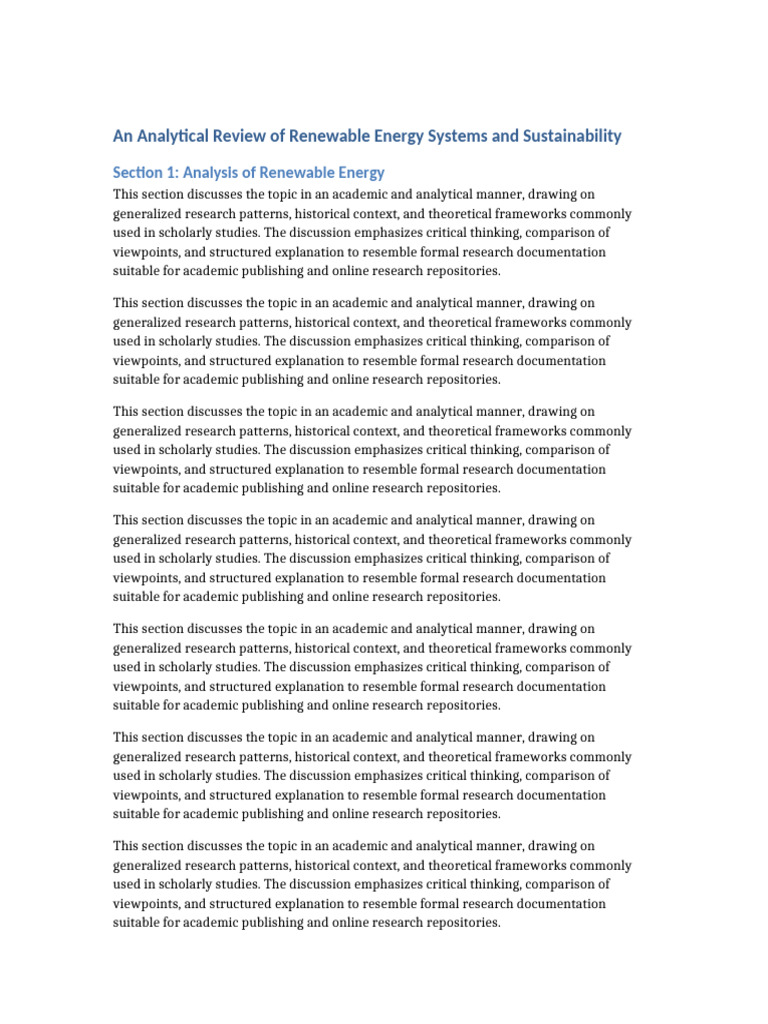 Research Document 2 Renewable Energy | PDF | Theory | Critical Thinking