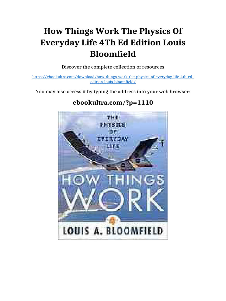 How things work the physics of everyday life 4th ed Edition Louis ...