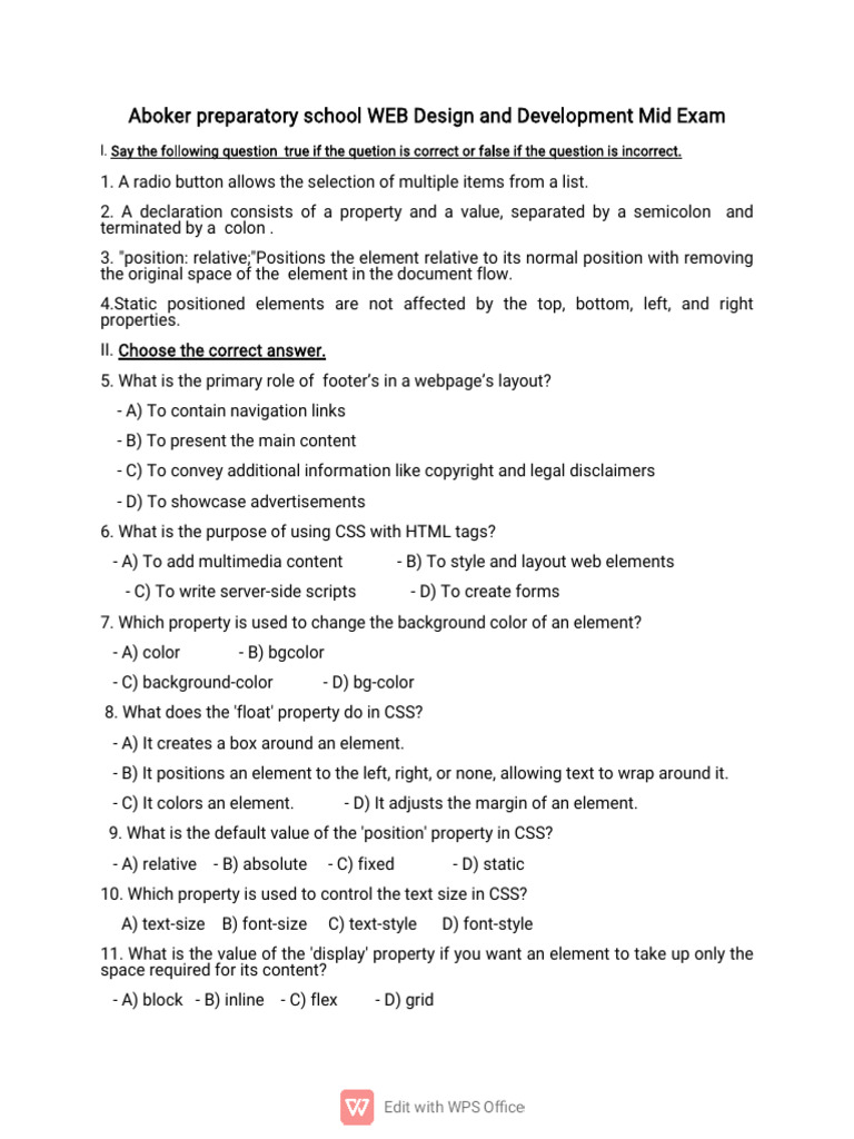 Web Mid Exam | PDF | Computing | World Wide Web