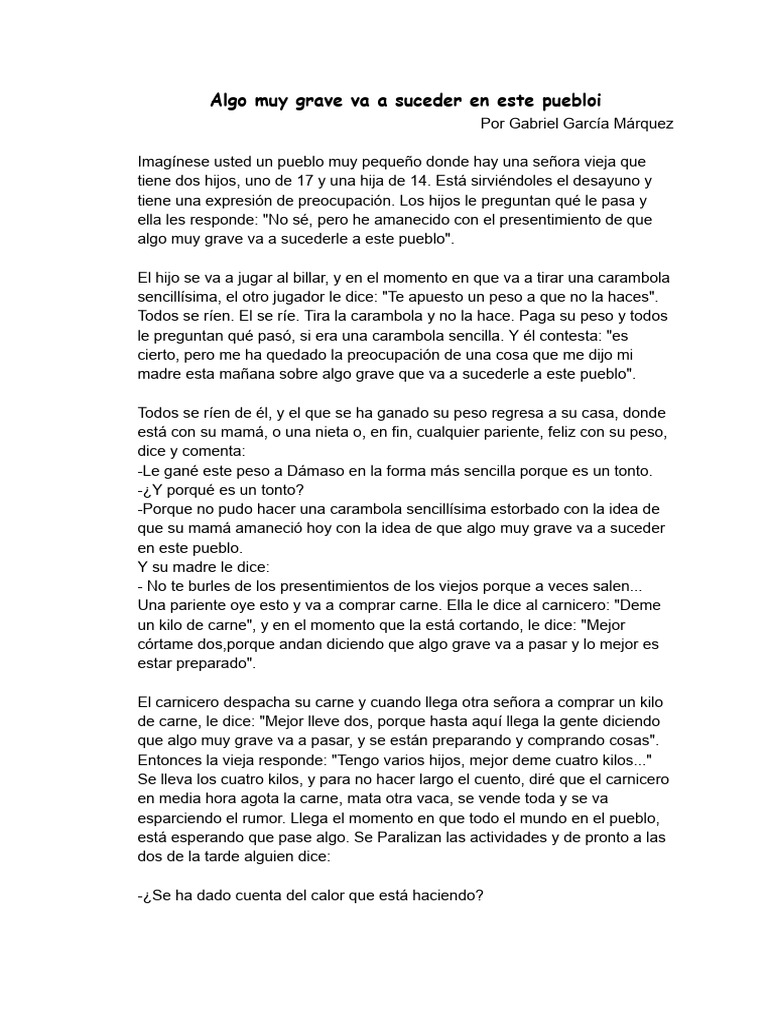 Algo Muy Gave Va Suceder en Este Pueblo | PDF