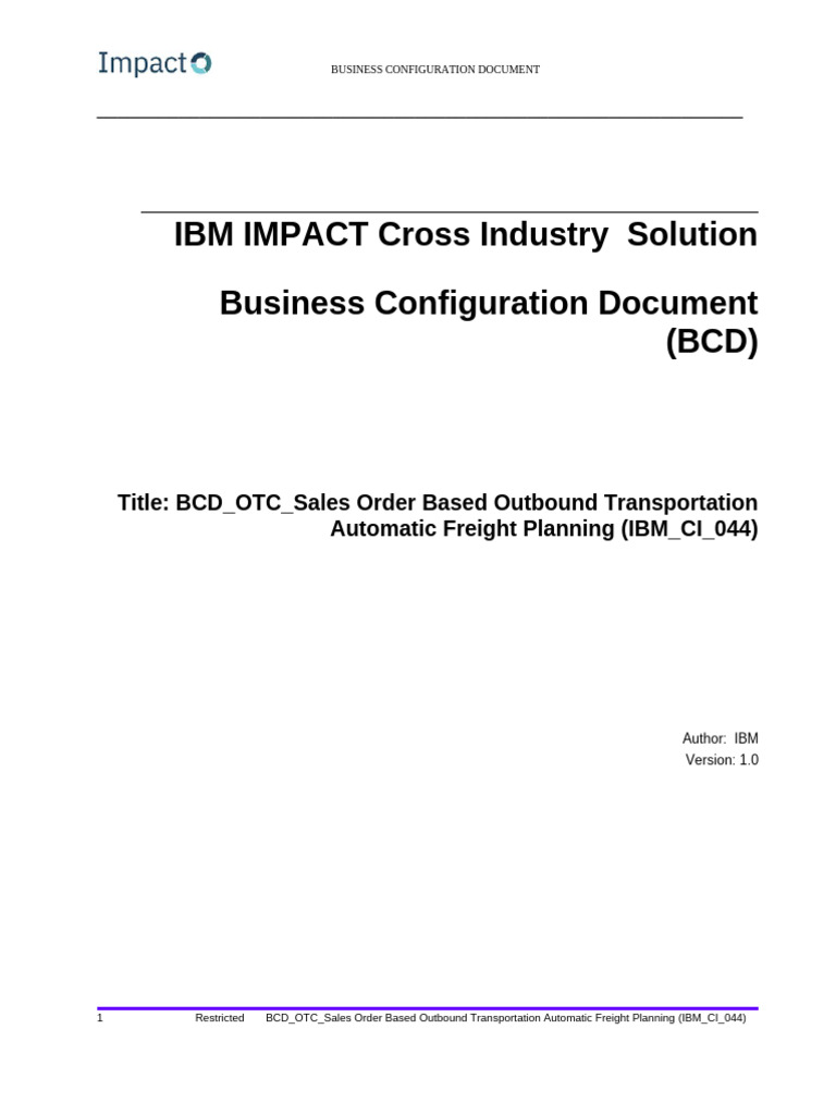 BCD_OTC_Sales Order Based Outbound Transportation Automatic Freight ...