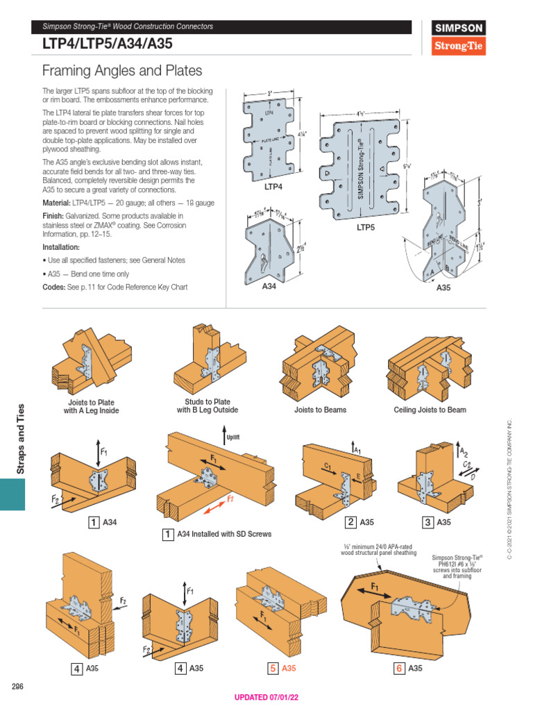 Simpson Strong Tie A34Z Catalog | PDF | Framing (Construction) | Screw