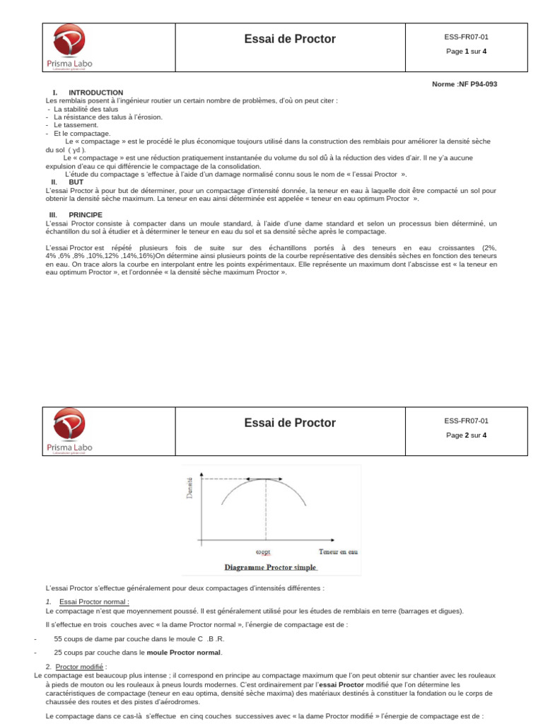 ESS-InS07-01GPRO (Essai de Proctor) | PDF | Matériaux naturels ...