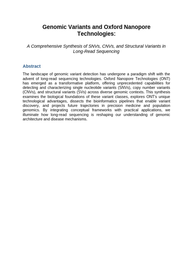 Genomic Variants Ont Synthesis | PDF | Single Nucleotide Polymorphism ...
