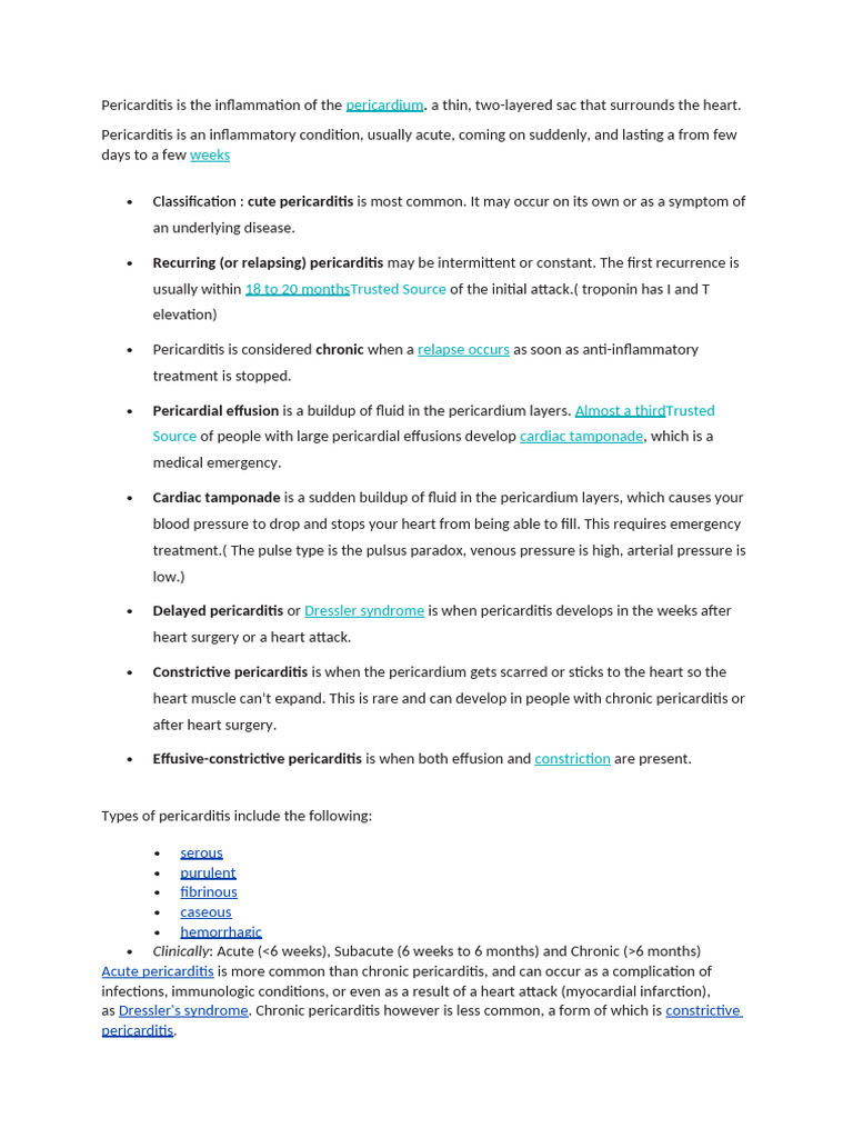 Pericarditis | PDF | Cardiovascular Diseases | Medicine
