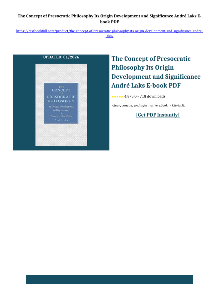 The Concept of Presocratic Philosophy Its Origin Development and ...