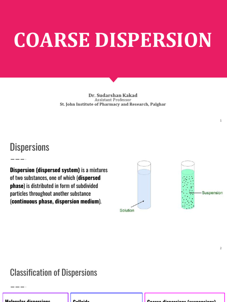 Unit III Coarse Dispersion - Suspensions | PDF | Colloid | Suspension ...