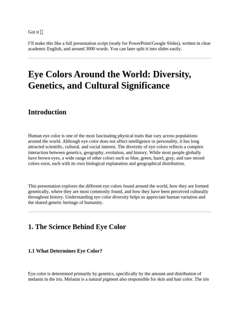 Eyes Colors Around The World | PDF | Eye Color | Visual System