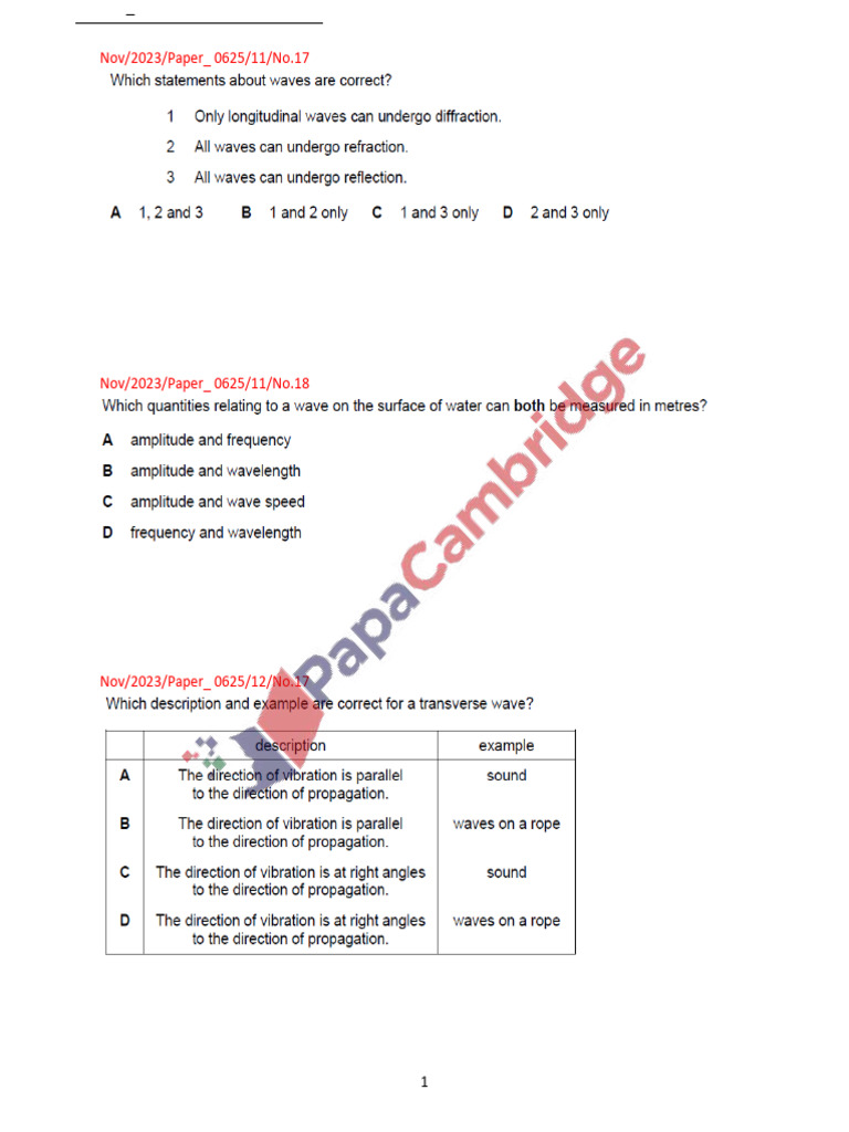 2023J Waves Igcse Physics 0625 | PDF