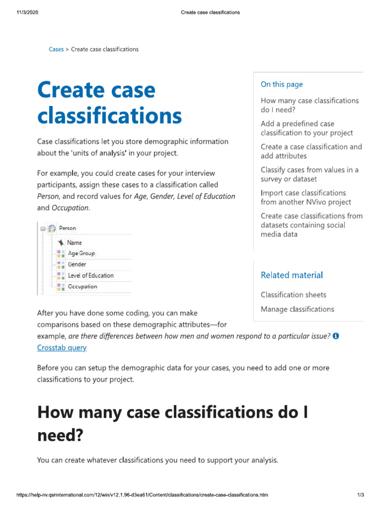 Create Case Classifications | PDF