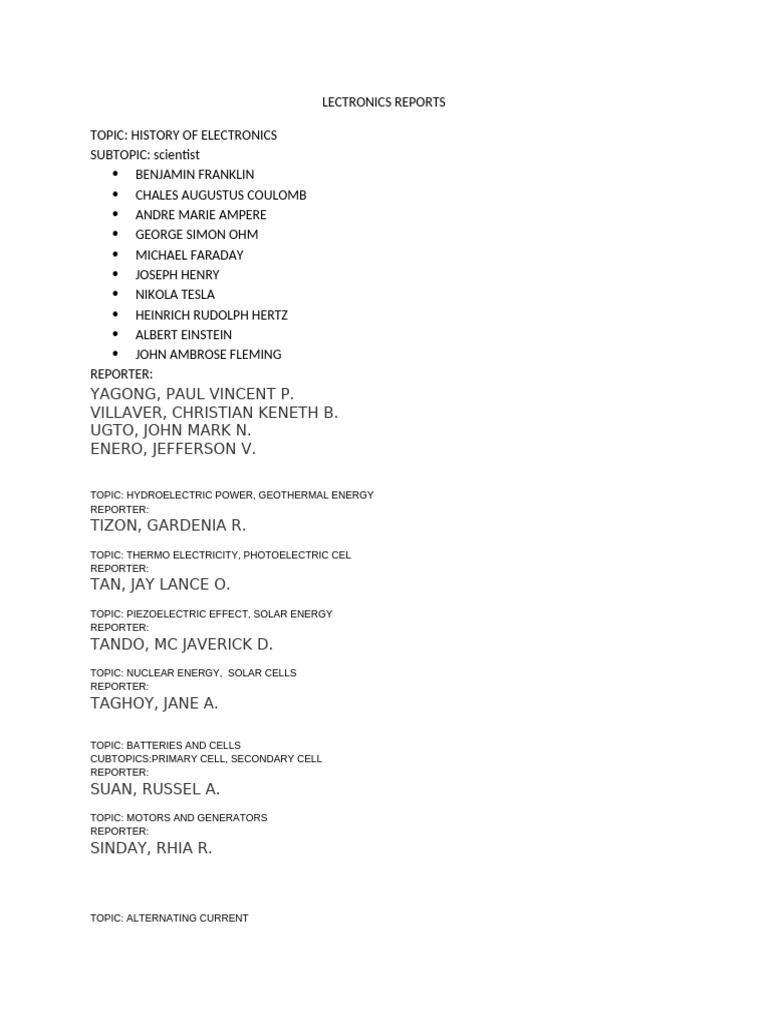 Basic Electronics Assigned Reports | PDF