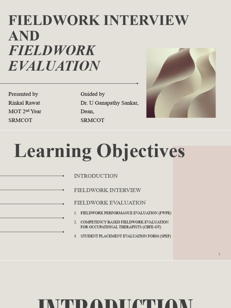 Fieldwork Interview and | PDF | Occupational Therapy | Cognition