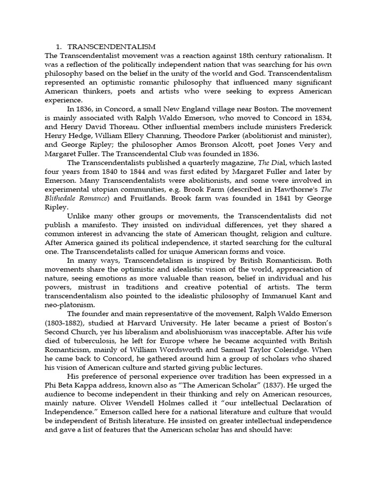 Transcendentalism | PDF | Transcendentalism | Henry David Thoreau