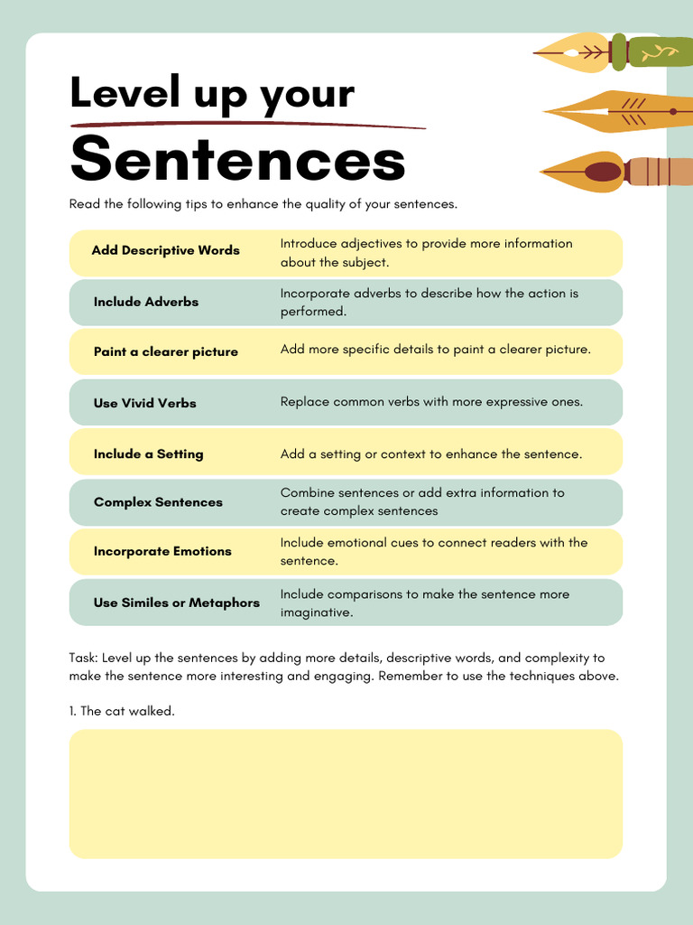Sentence Building Acquisition Worksheet in Yellow Blue Simple Hand ...