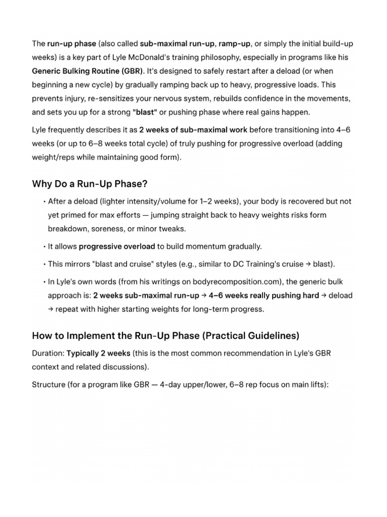 Lyle Mcdonald 2 Week Run-Up | PDF