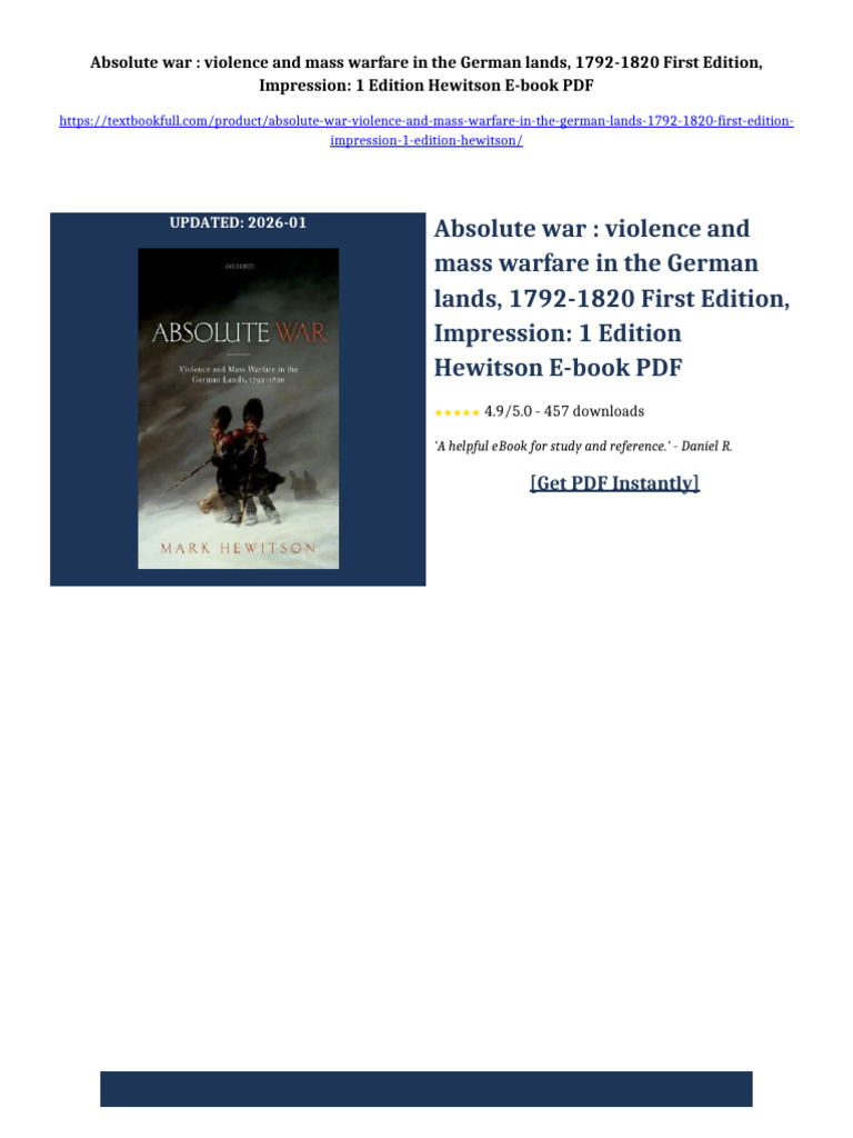 Absolute War: Violence and Mass Warfare in The German Lands, 1792-1820 ...