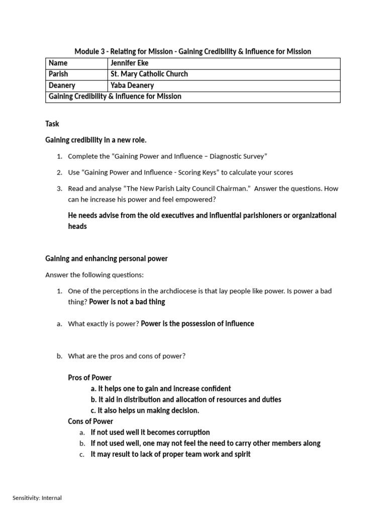 Jennifer Eke Module 3 Task 2 Gaining Cedibility and Influence For ...