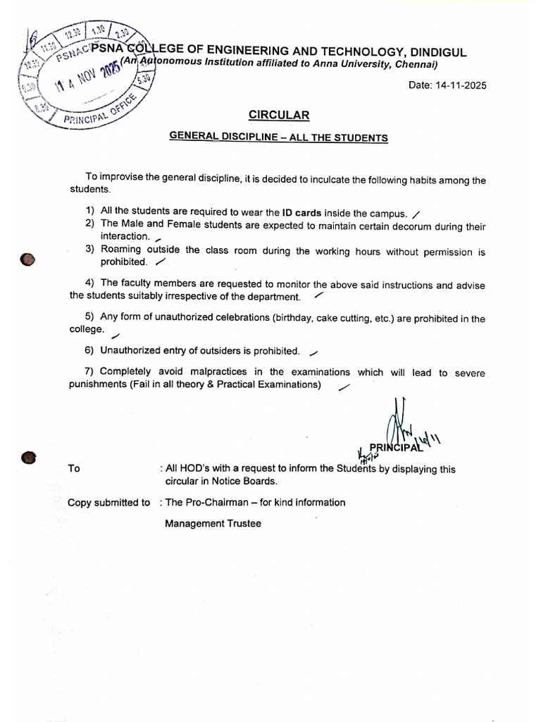 General Discipline - All the Students | PDF