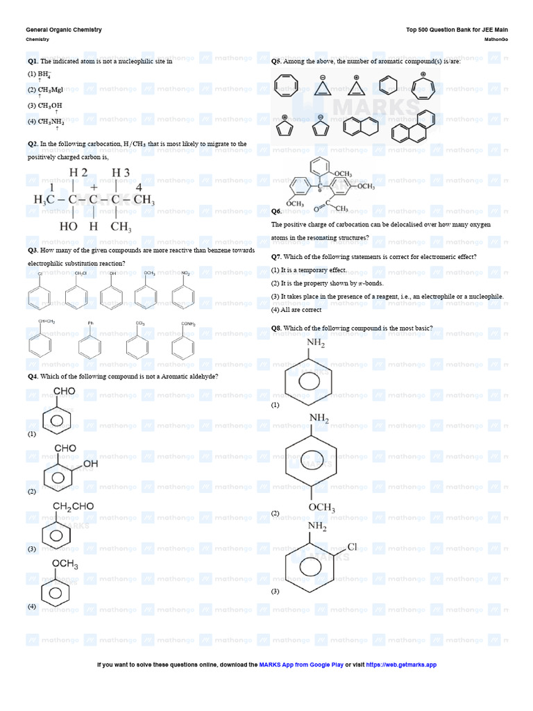 Organic Chemistry (Top 500 Question Bank) | PDF | Chemical Substances ...