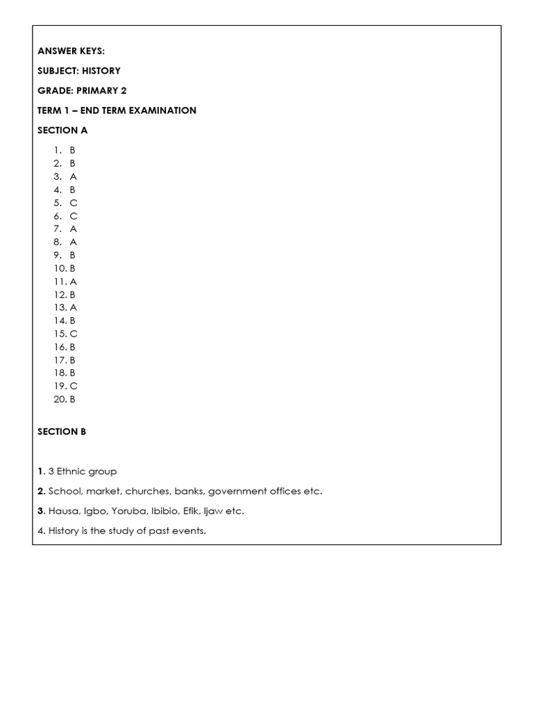 History p2 Answer Keys | PDF