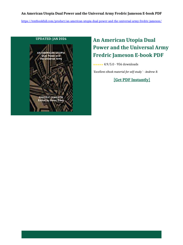 An American Utopia Dual Power and the Universal Army Fredric Jameson ...