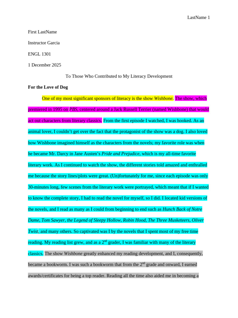 Instructor Sample (Rough Draft) | PDF