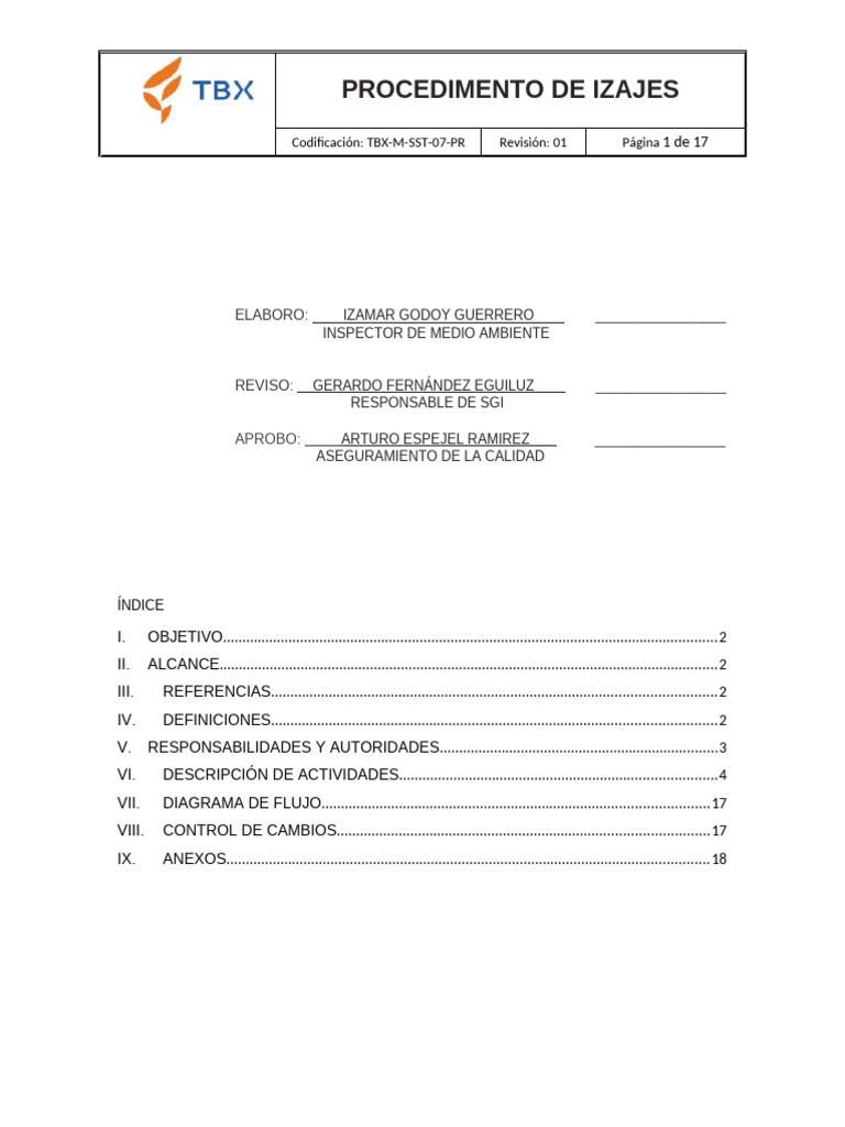 TBX M SST 07 PR Procedimiento de Izajes | PDF | Acero | Grúa (máquina)