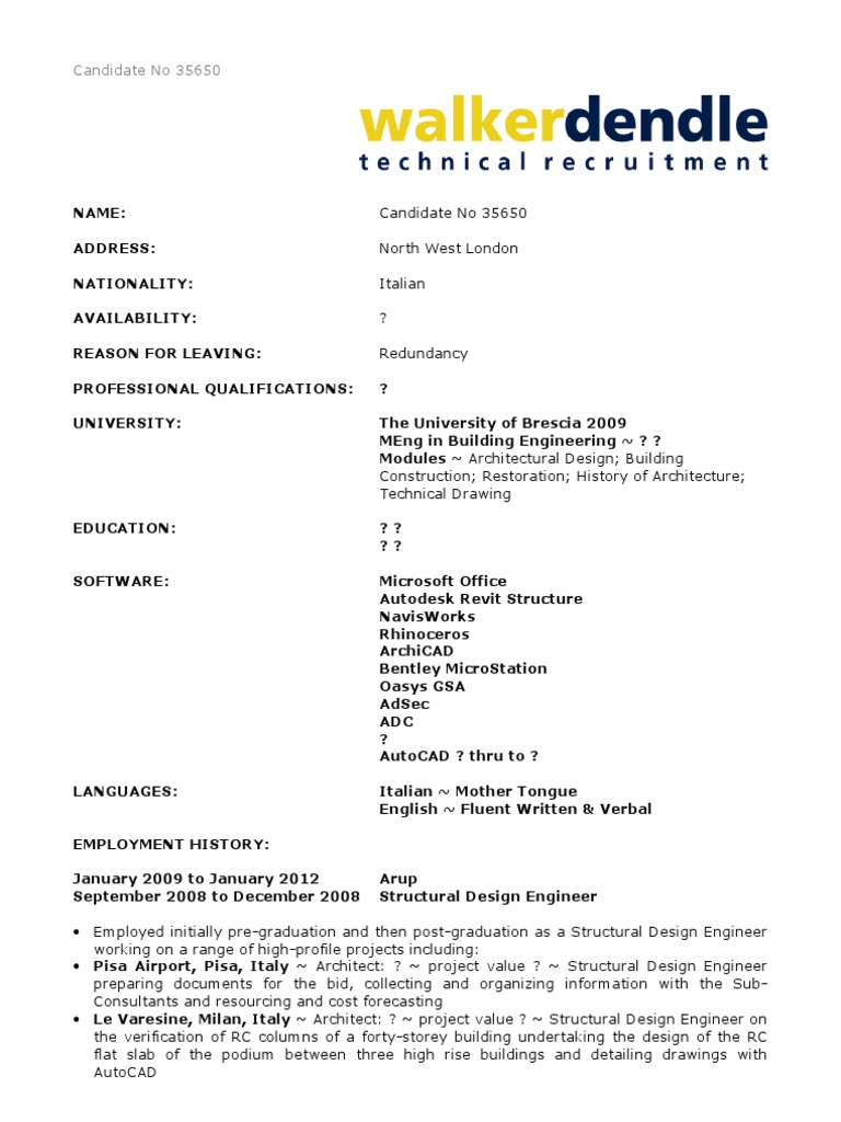 Walker Dendle CV | PDF | Architect | Auto Cad