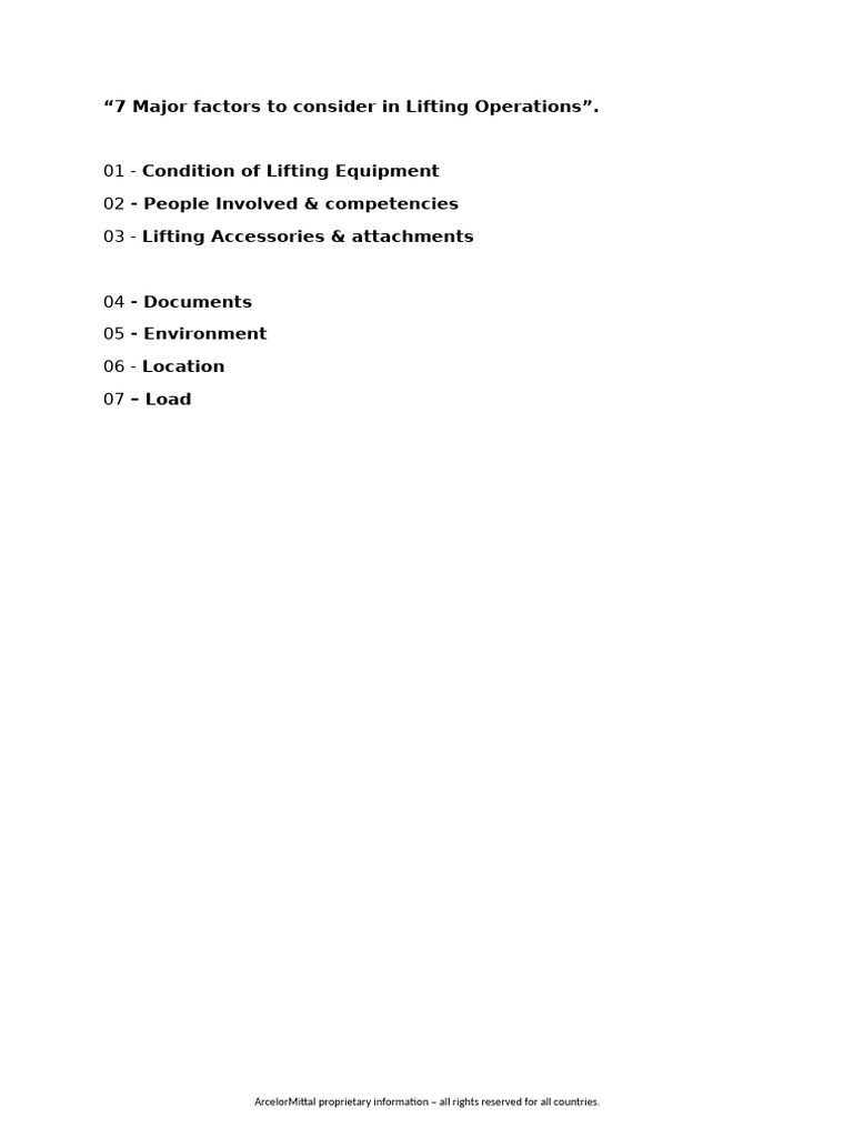 7 Major Factors to Consider in Lifting Operations | PDF
