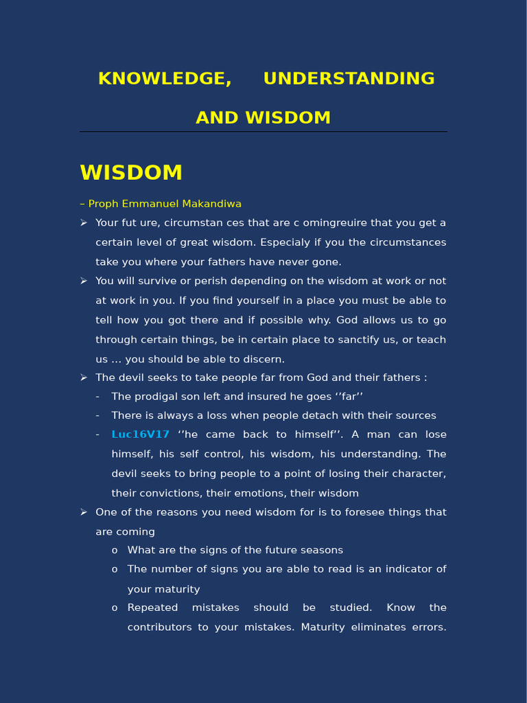 Kno WL Edge, Light, Under Standi NG and Wisdom | PDF | Prayer | God