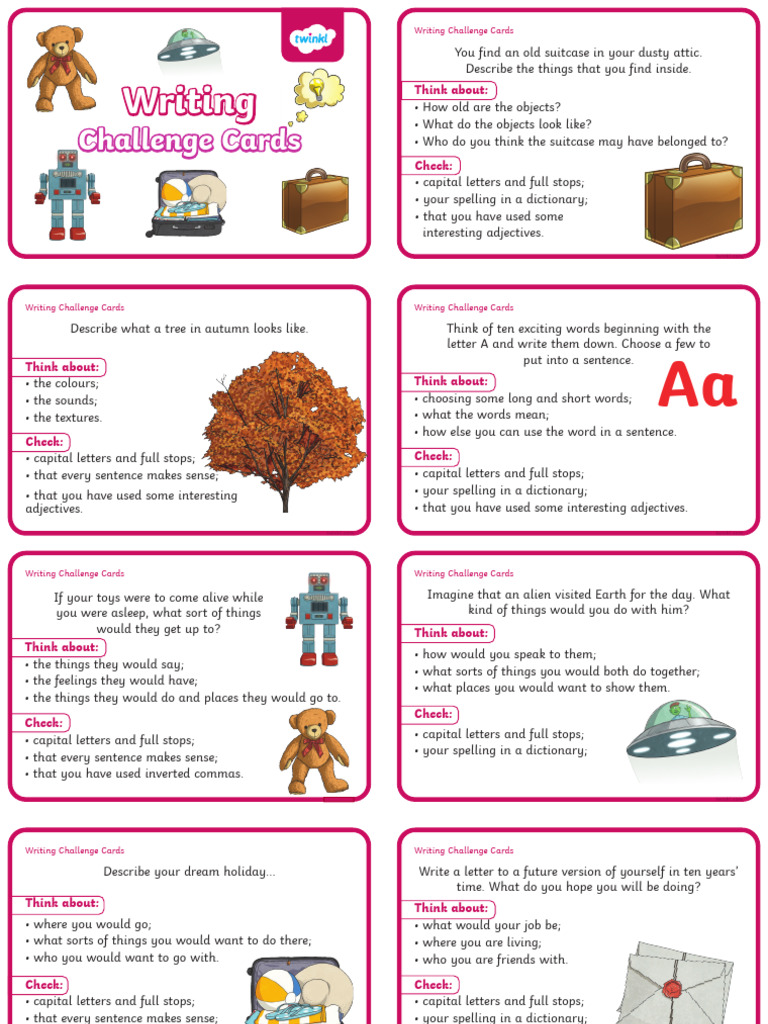 Writing Challenge Cards | PDF | Linguistics