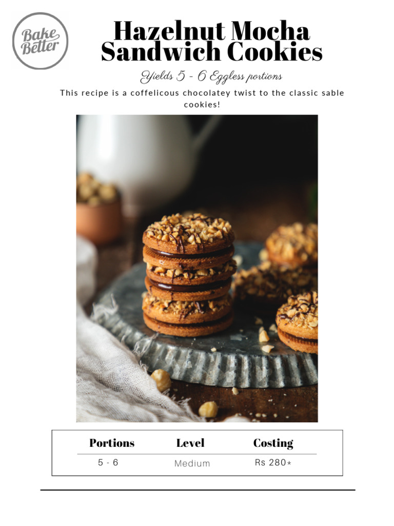 Hazelnut Mocha Sandwich Cookies Final | PDF | Baking | Dough