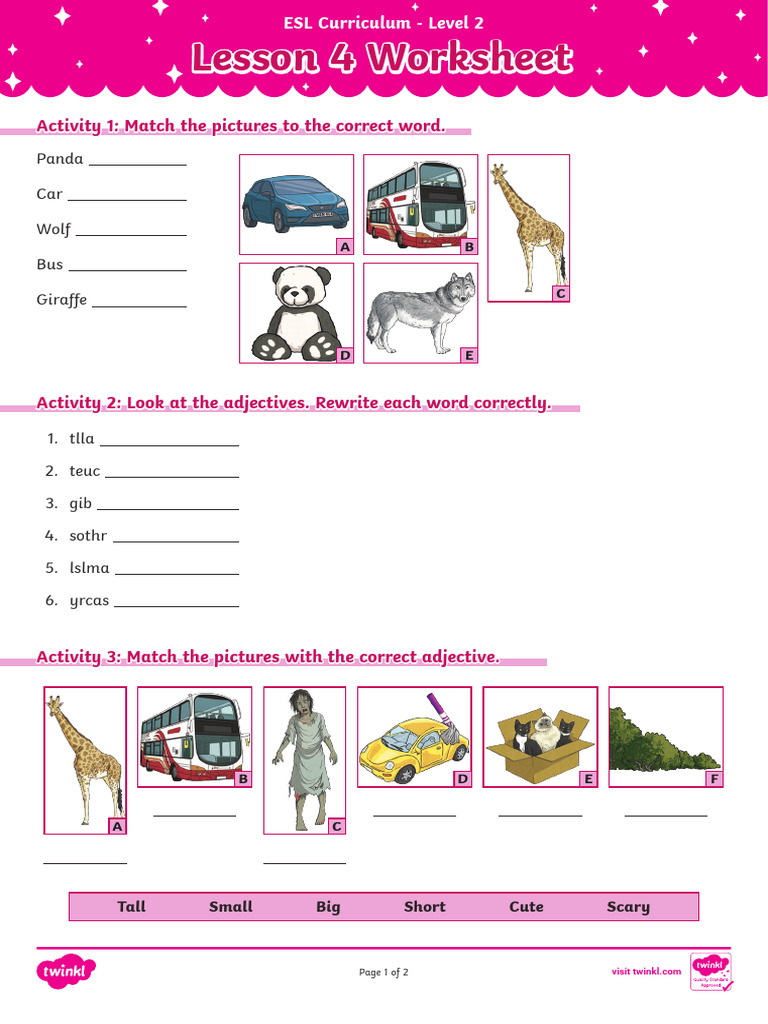 Level 2 Lesson 4 Worksheet | PDF | English As A Second Or Foreign ...