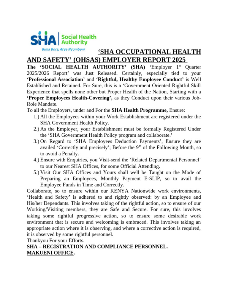 Ssha Occupational Health and Safety | PDF