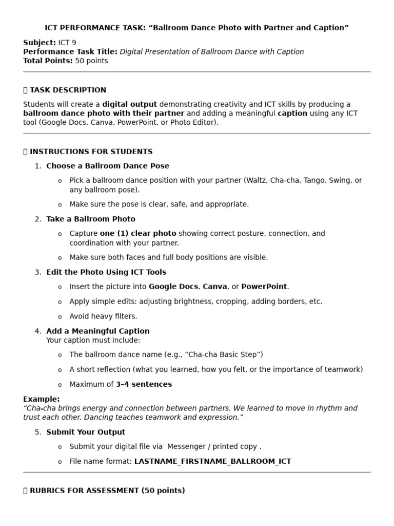 Ict Performance Task 3rd Quarter | PDF | Ballroom Dance | Dances