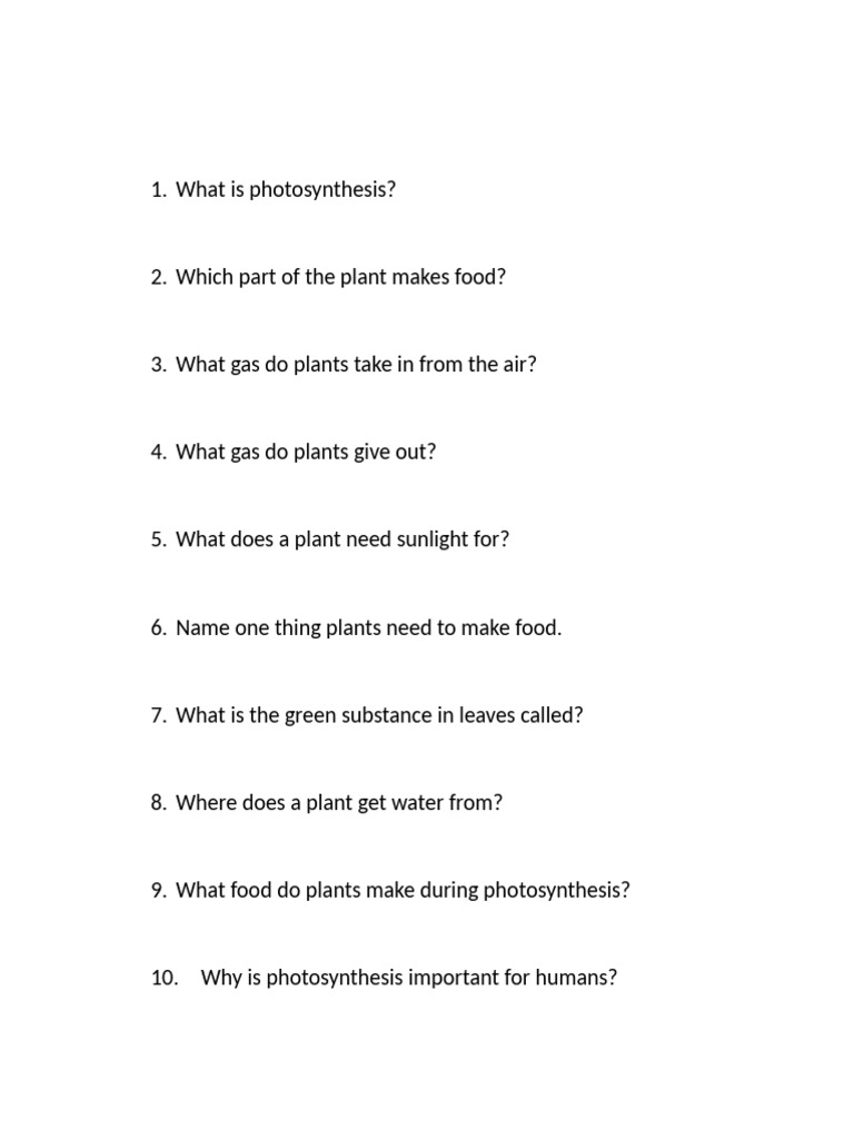 ? Photosynthesis Questions | PDF