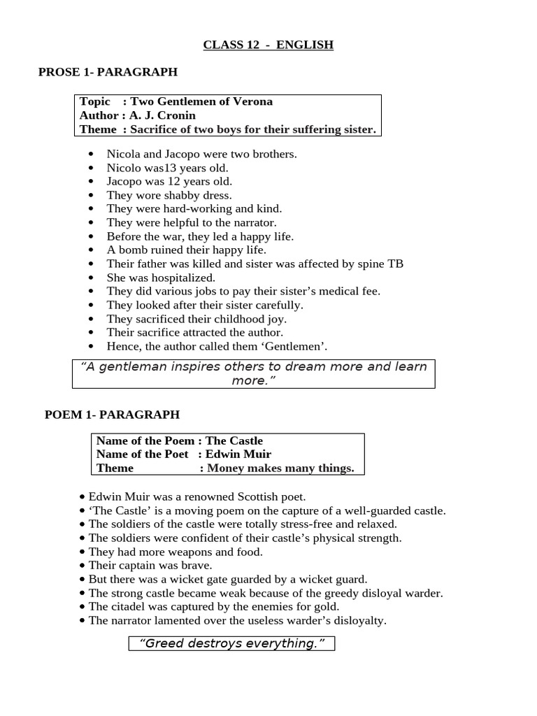 12th English Paragraph (Slow Learners) | PDF