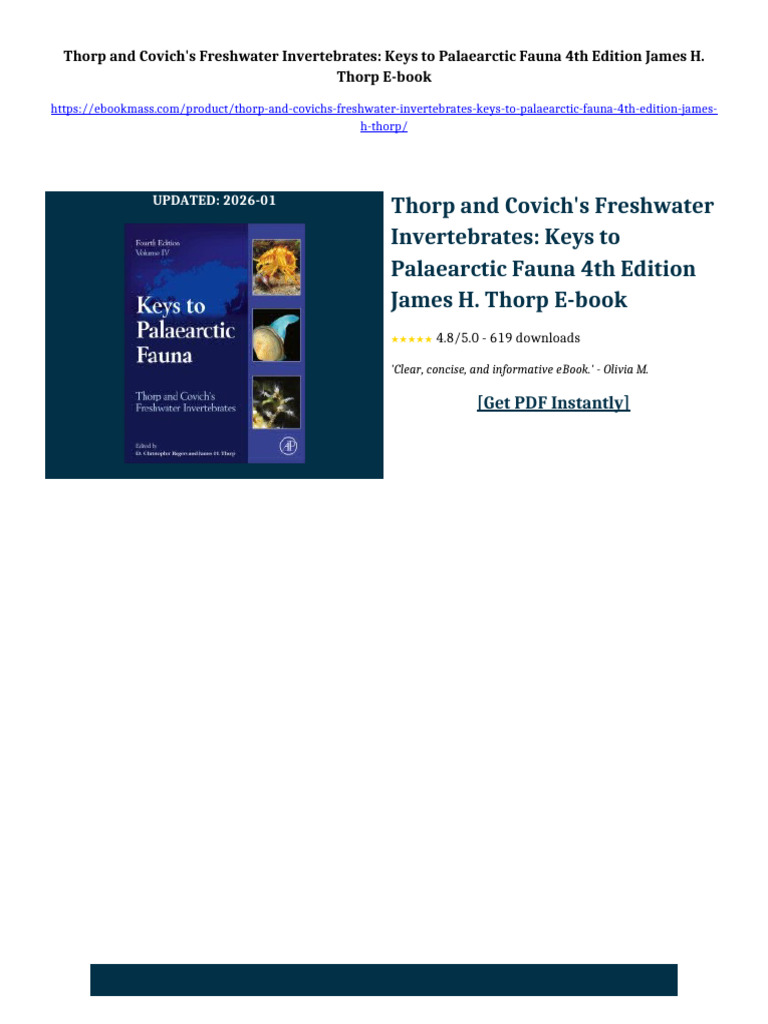 Thorp and Covich's Freshwater Invertebrates: Keys to Palaearctic Fauna ...